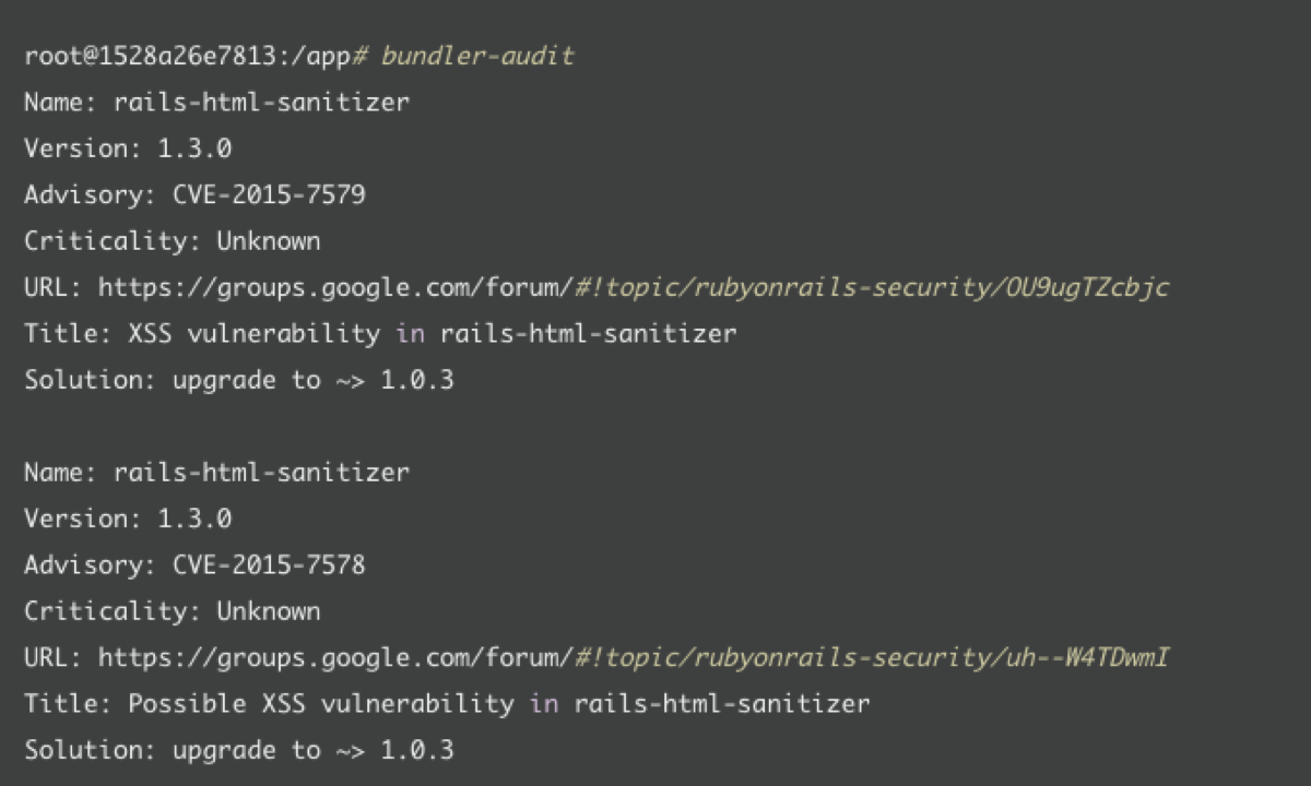 Docker内のbundler-auditが古い脆弱性警告を出す問題｜TechRacho by BPS株式会社