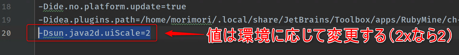 Linux環境のRubyMine（IntelliJ IDEA）で表示サイズを拡大させる方法｜TechRacho by BPS株式会社